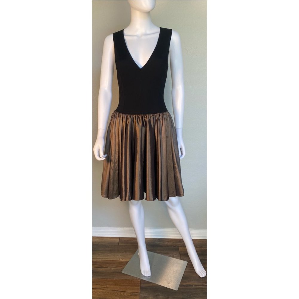 Halston Heritage Black And Gold Cocktail Dress - Gem